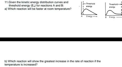 11 Given The Kinetic Energy Distribution Curves And Threshold Energy Ea For Reactions A And B
