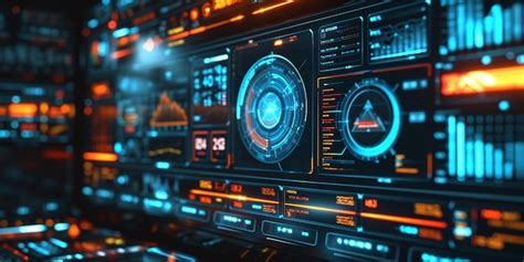 Premium Photo Design A Futuristic Hud Headsup Display Background With