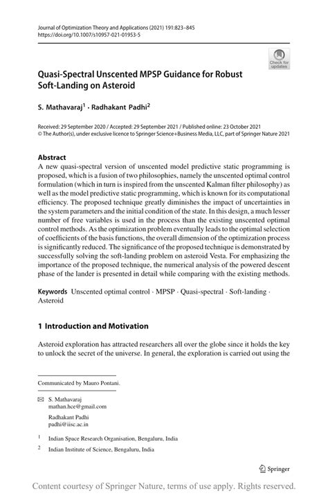 Quasi Spectral Unscented Mpsp Guidance For Robust Soft Landing On Asteroid Request Pdf