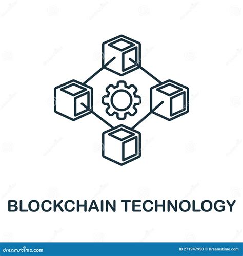 Blockchain Technology Line Icon Monochrome Simple Blockchain