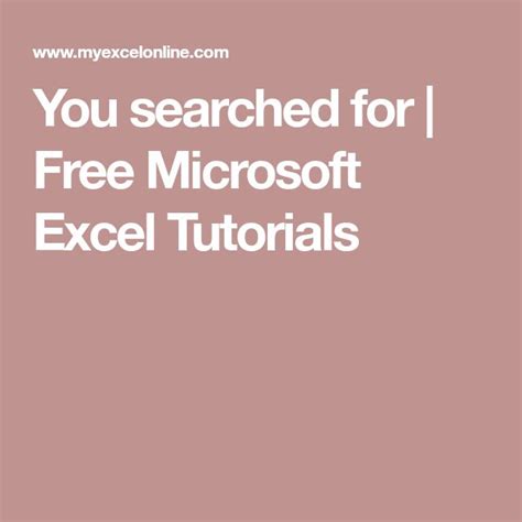 You Searched For Free Microsoft Excel Tutorials Microsoft Excel Excel Tutorials Microsoft