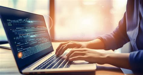 Software Development Concept Coding Programmer Software Engineer Working On Laptop Computer