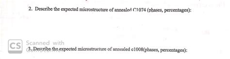 Solved Describe The Expected Microstructure Of Annealed Chegg