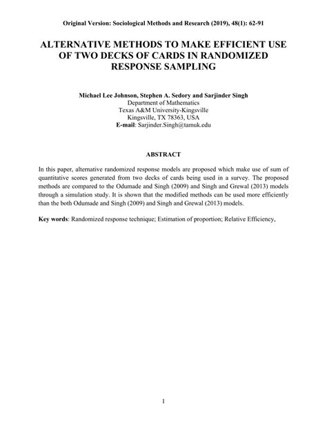 Pdf Alternative Methods To Make Efficient Use Of Two Decks Of Cards