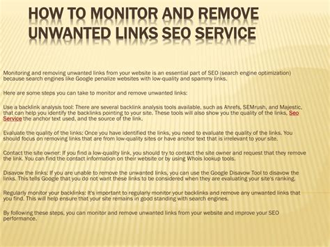 PPT How To Monitor And Remove Unwanted Links SEO Service PowerPoint Presentation ID 12076958