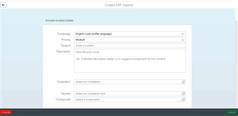 create a oss message to sap support team sap community