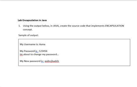 Solved Lab Encapsulation In Java 1 Using The Output Below