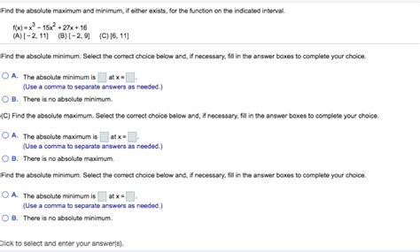 Solved Find The Absolute Maximum And Minimum If Either