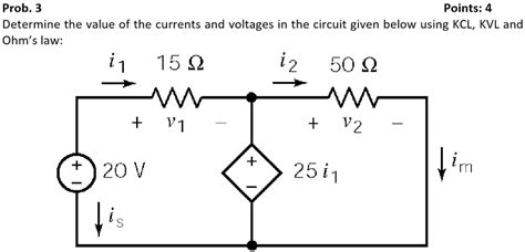prob 3 points 4 determine the value of the currents and voltages in