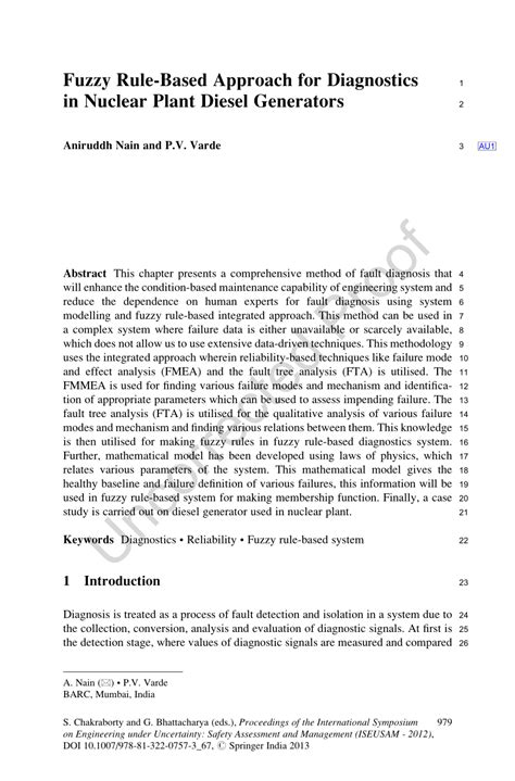 Pdf Fuzzy Rule Based Approach For Diagnostics In Nuclear Plant Diesel Generators