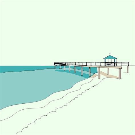 A Drawing Of A Pier With A Blue Top That Says Pier On It Premium AI Generated Vector