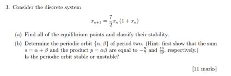 Solved Consider The Discrete System In N In A Chegg