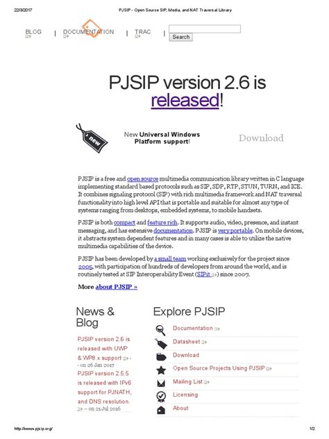 Pjsip A Free And Open Source Multimedia Communication Library For Sip