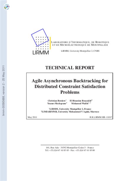 Pdf Agile Asynchronous Backtracking For Distributed Constraint Satisfaction Problems