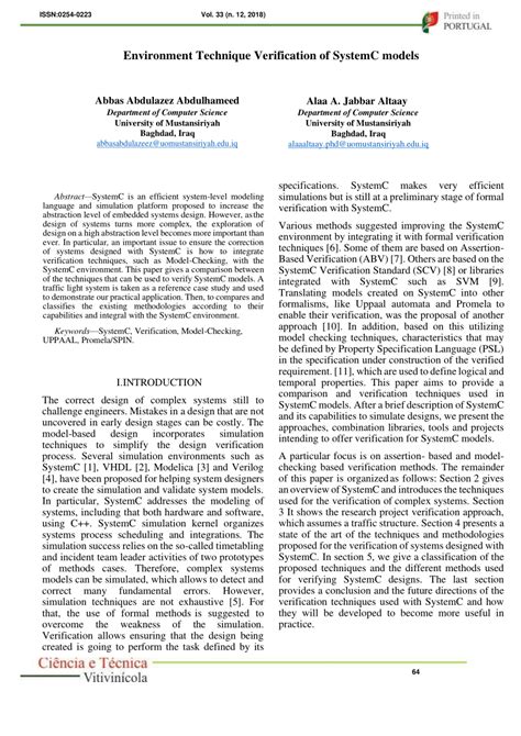 Pdf Environment Technique Verification Of Systemc Models