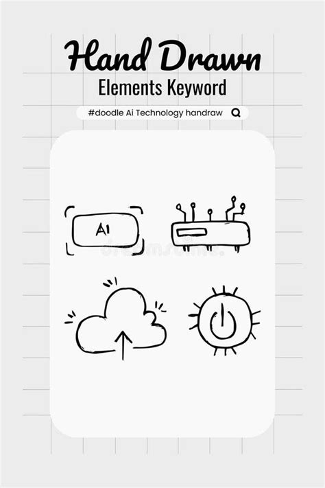 Artificial Ai Brain Icon Ai Machine Digital Robot Hand Drawn Doodle Line Icon Stock Vector