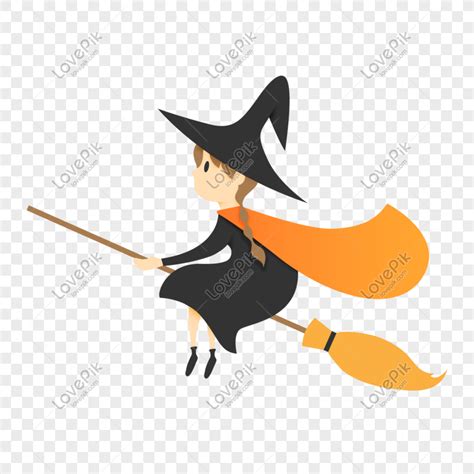 할로윈 만화 귀여운 마녀 빗자루 Png 일러스트 무료 다운로드 Lovepik