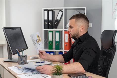 Business Man Analysys Financial Report Chart Data In Office Stock Image Image Of Finance Desk