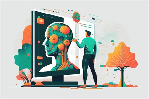 Person Using Machine Learning To Design New Product Or Service Stock Illustration