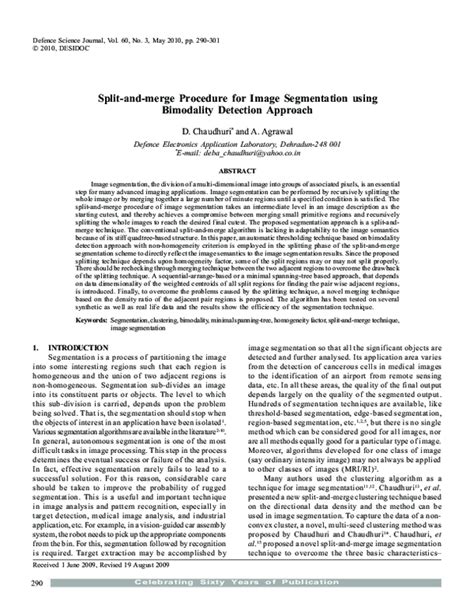 Pdf Split And Merge Procedure For Image Segmentation Using Bimodality Detection Approach Dr