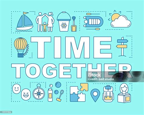 시간 함께 단어 개념 배너 아이들과 함께 하는 가족 활동 책 읽기 풍선 여행 프리젠 테이션 웹 사이트 고립 된 문자 타이포그래피