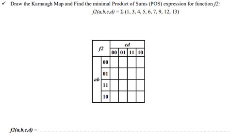 solved draw the karnaugh map and find the minimal product of