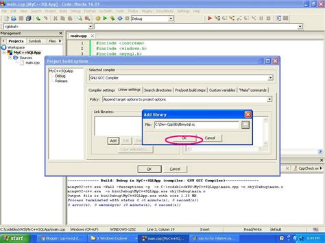 Cpp Mysql Database Connectivity Using Code Blocks With Sample Project