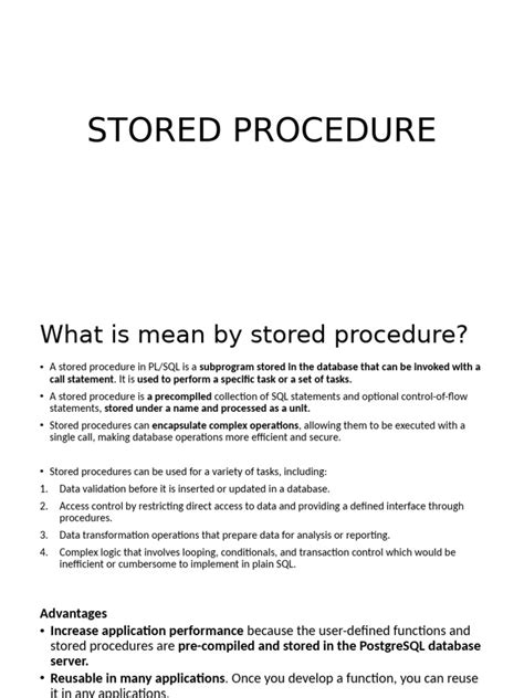 Stored Procedure And Cursor Pdf Plsql Parameter Computer Programming