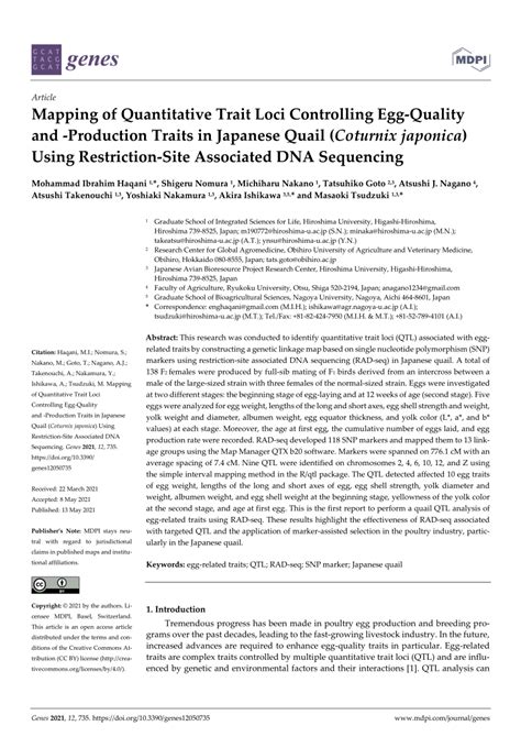 Pdf Mapping Of Quantitative Trait Loci Controlling Egg Quality And