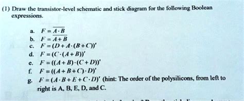 Solved Draw The Transistor Level Schematic And Stick Diagram For The