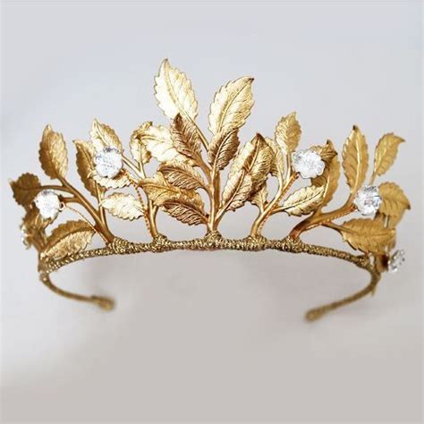 Gold Bridal Tiara With Leaves And Crystals Leaf Crown Bridal Fashion