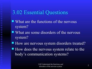 Functions And Disorders Of The Nervous Systems PPT
