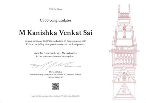 M Kanishka Venkat Sai On Linkedin Cs50 Harvard Pythonprogramming Continuouslearning Milestone