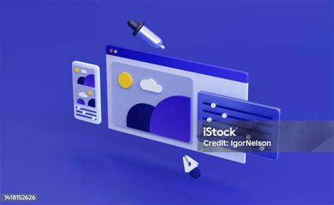 웹 디자인 개발 프리랜서 작업 개념을 수정하여 노트북 화면에서 사진 편집 소프트웨어 창조적 인 과정 3d 렌더링 Ux Ui 21세기에 대한 스톡 사진 및 기타 이미지