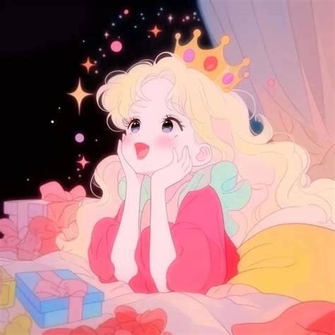 头戴王冠的可爱公主，被礼物环绕的梦幻甜美形象 男女头像｜超级清爽舒服的头像表情包图片动图 求表情网斗图从此不求人