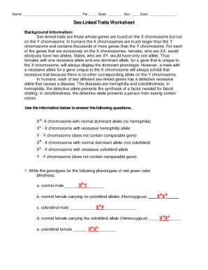 Fillable Online Sex Linked Traits Worksheet Fax Email Print PdfFiller
