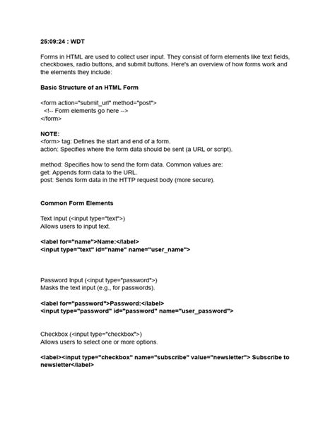 Forms In Html Are Used To Collect User Input Pdf