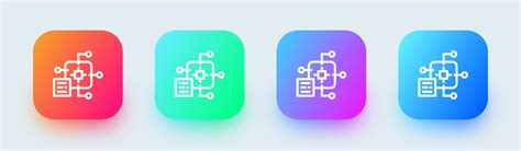 Machine Learning Line Icon In Square Gradient Colors Artificial Intelligence Signs Vector