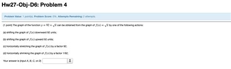 Solved Hw27 Obj D6 Problem 4 Problem Value 1 Points