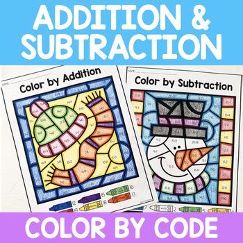 Addition Subtraction Color By Code Winter Edition By S Is For Babe