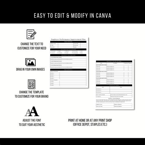 Editable Performance Improvement Plan Template Printable Employee