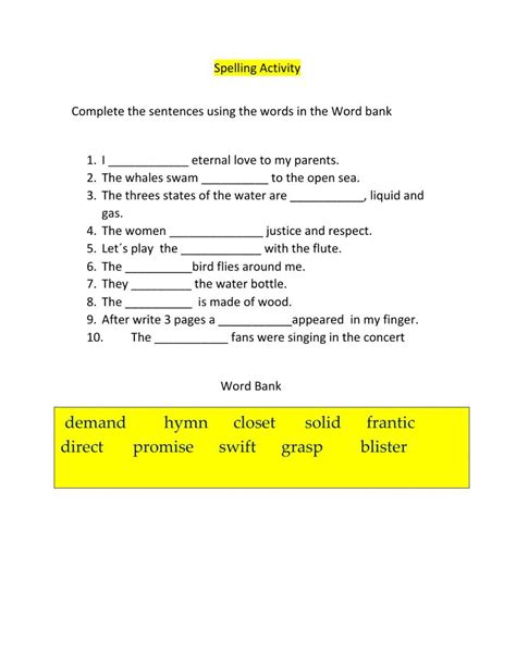 Spelling Activity Activity Live Worksheets