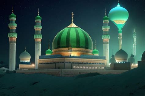 번역 예언자 무함마드 생일 축하 Milad Un Nabi Mubarak 예언자 무함마드 생일 축하 ⁇ 터 마울리드 축하 디자인의 일러스트레이션 프리미엄 Ai 생성 이미지
