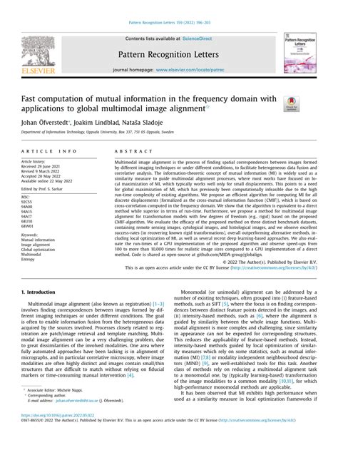 Pdf Fast Computation Of Mutual Information In The Frequency Domain With Applications To Global
