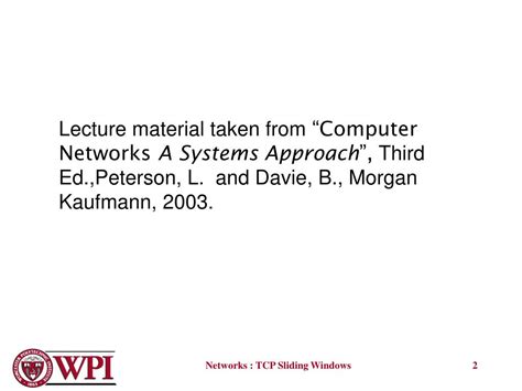 Ppt Tcp Sliding Windows Flow Control And Congestion Control