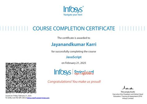 Im Thrilled To Have Earned My Javascript Certification 🎉 This Jayanand Kumar