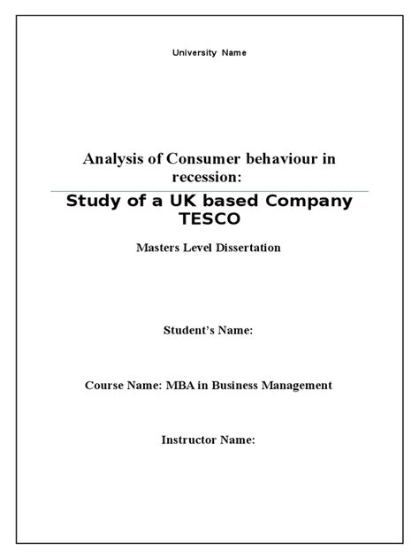 Consumer Behavior Sample Dissertation Descargar Gratis Pdf Consumer Behaviour Financial
