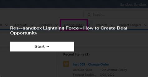 res sandbox lightning force how to create deal opportunity