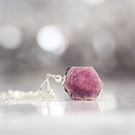 Raw Ruby Necklace Rough Ruby Pendant
