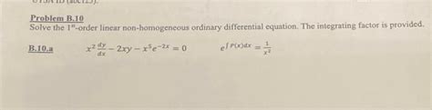 Solved Problem B 10 Solve The 1st Order Linear